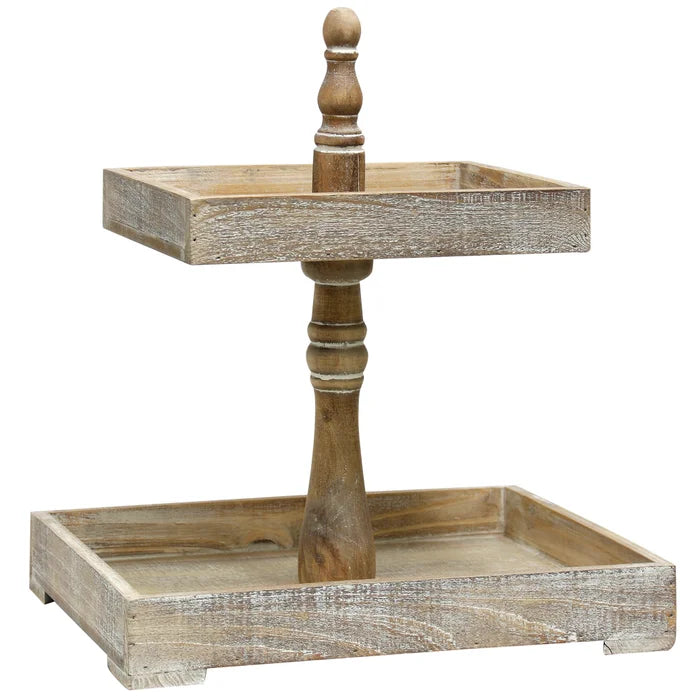Two Tiered Wood Tray– DH Maison
